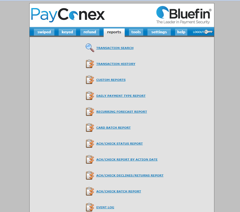 Access Transaction History in PayConex
