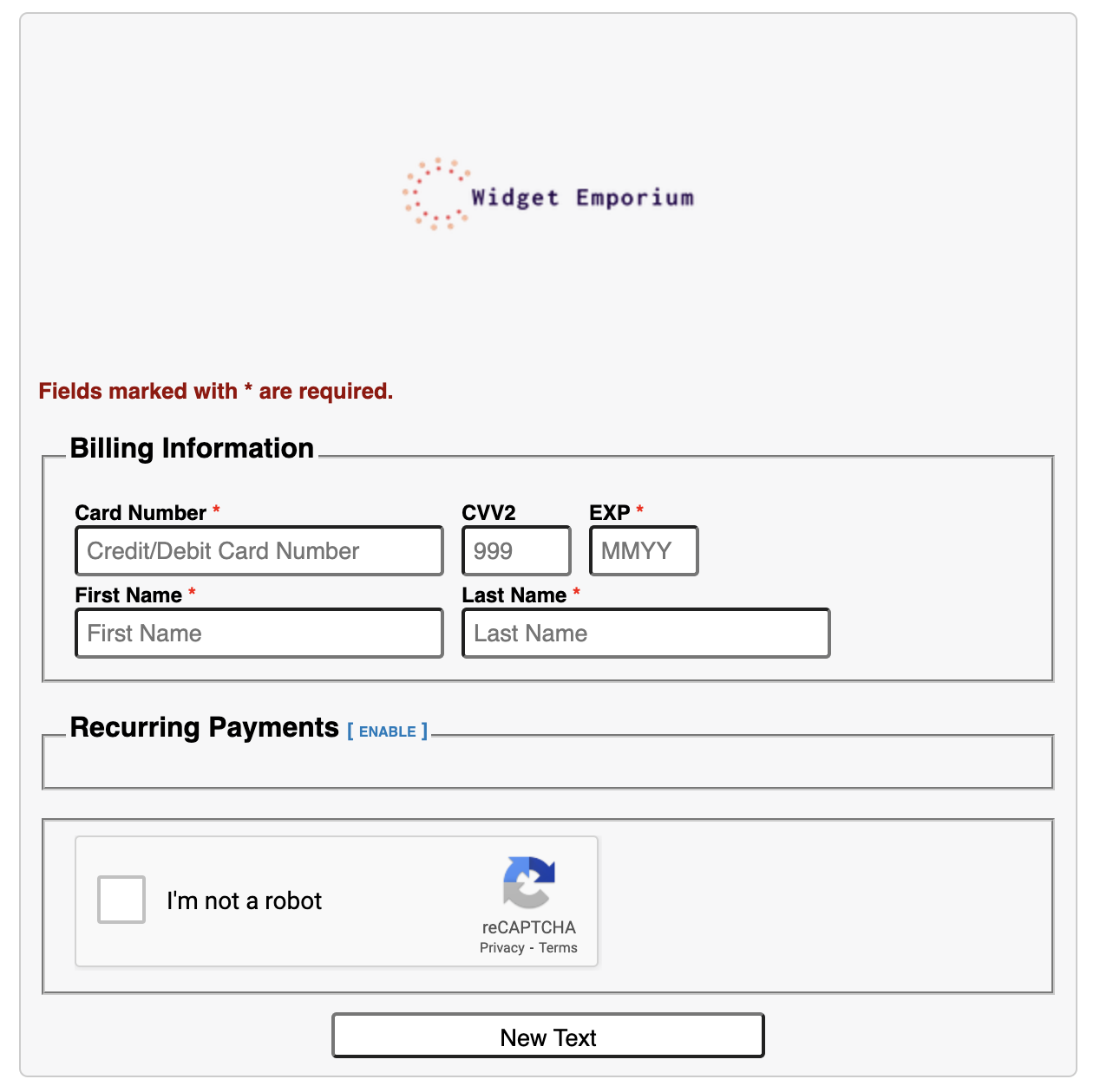 PayConex Hosted Payment Form Appearance Types