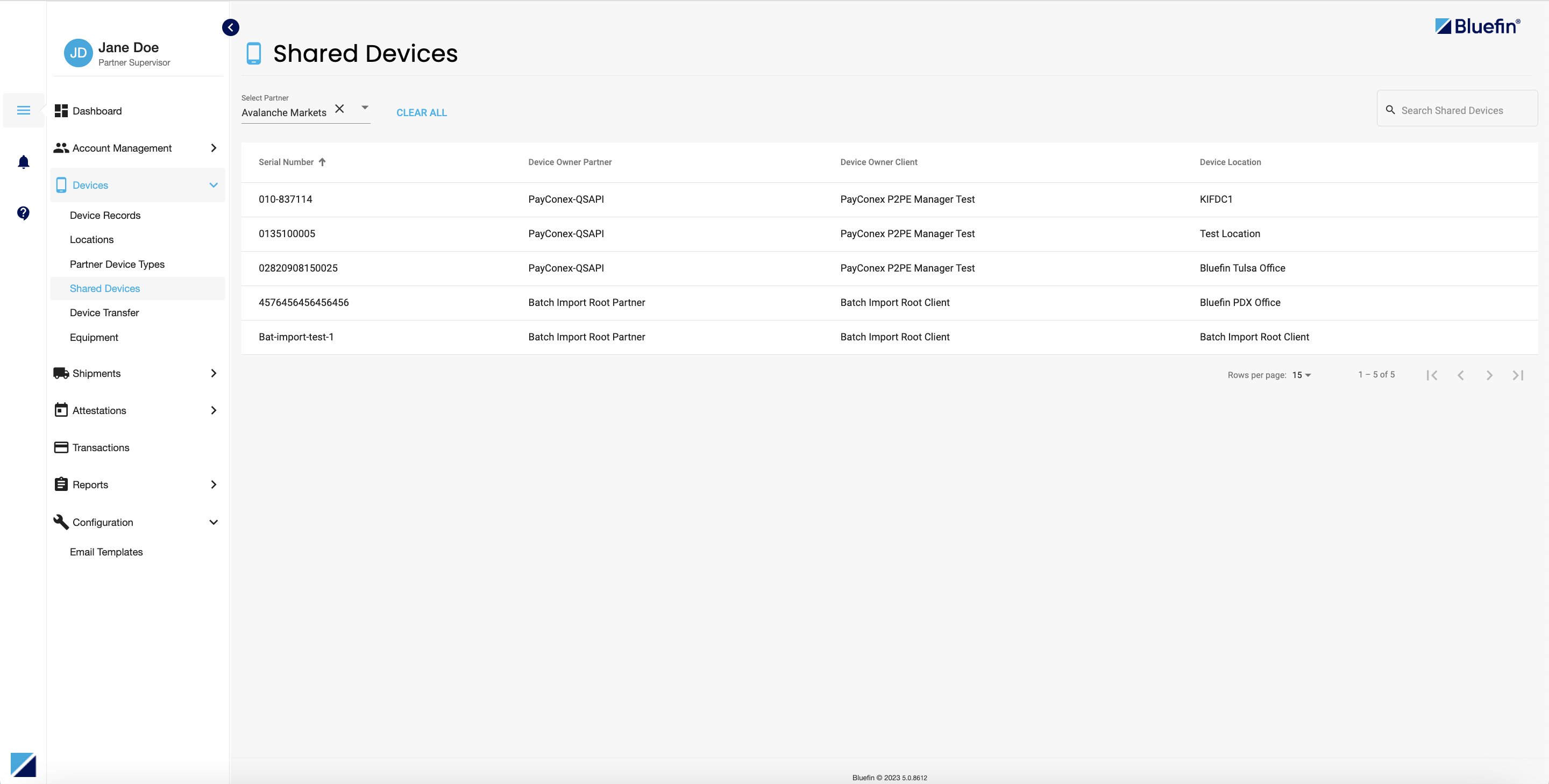 View Shared Devices in P2PE Manager