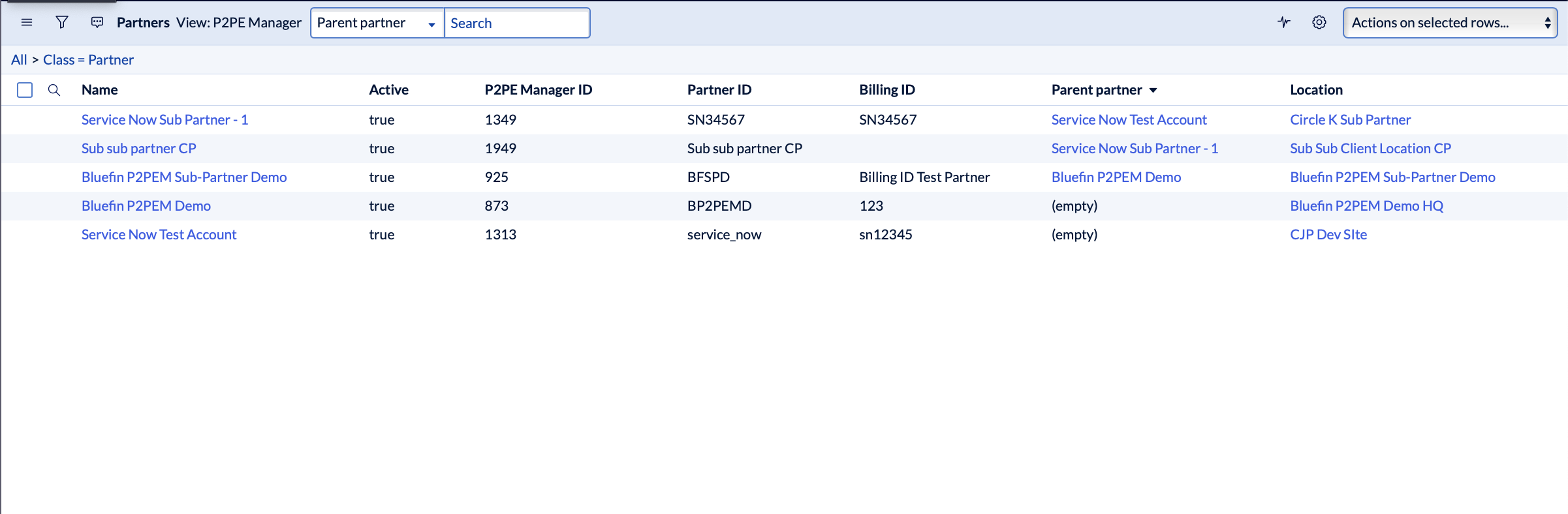 Update Partner Record in ServiceNow P2PE Manager